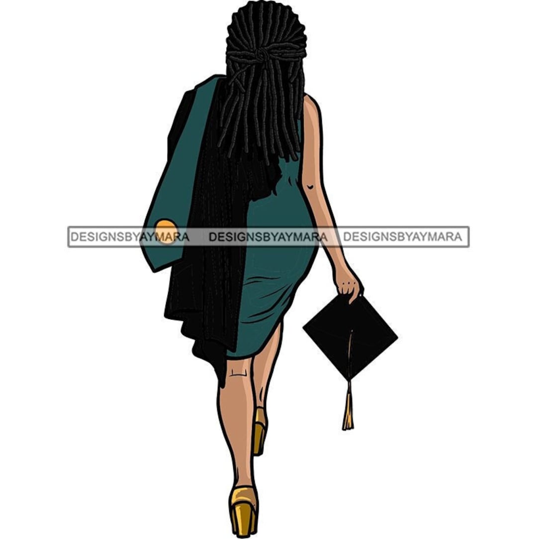 Graduation Woman Locs Hairstyle Cap Diploma Achievement Education ...