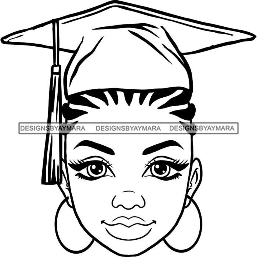 Melanin Woman Wearing Cornrows Graduation Cap College High School Diva ...