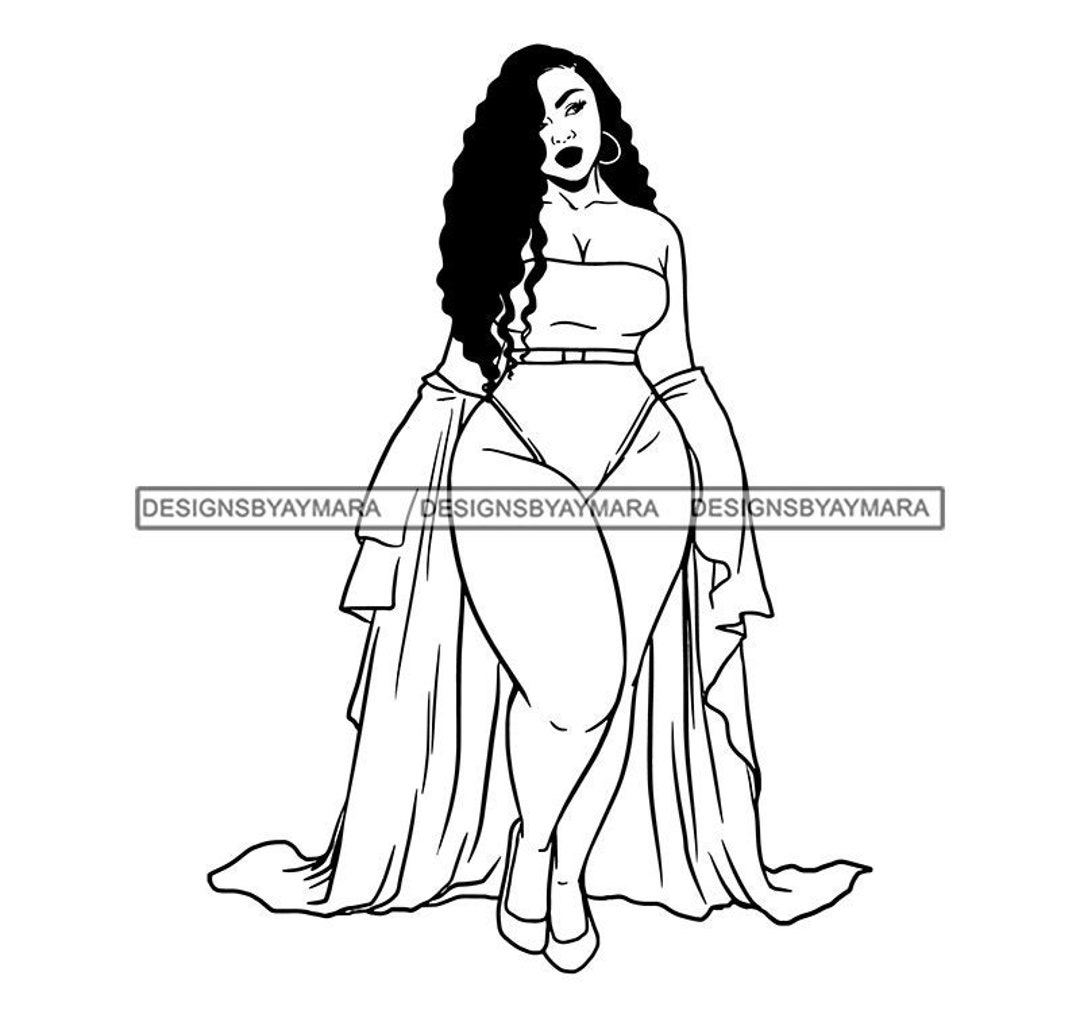 Thick Sexy Goddess Melanin Woman Plus Size Bbw Curvy Pretty Big Bone Latina Girl Fabulous Svg