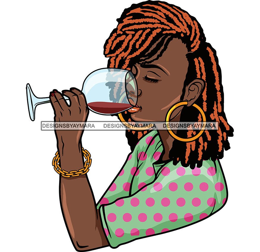 Afro Queen Woman Drinking Wine Beautiful Relax Confident Diva Etsy