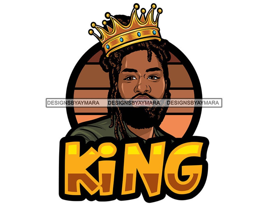 Melanin King Wearing A Gold Crown Locs Bearded Black Male African ...