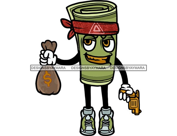 Geld Zeichen Cartoon Geldbeutel Sneakers Drop Dollar Zeichen