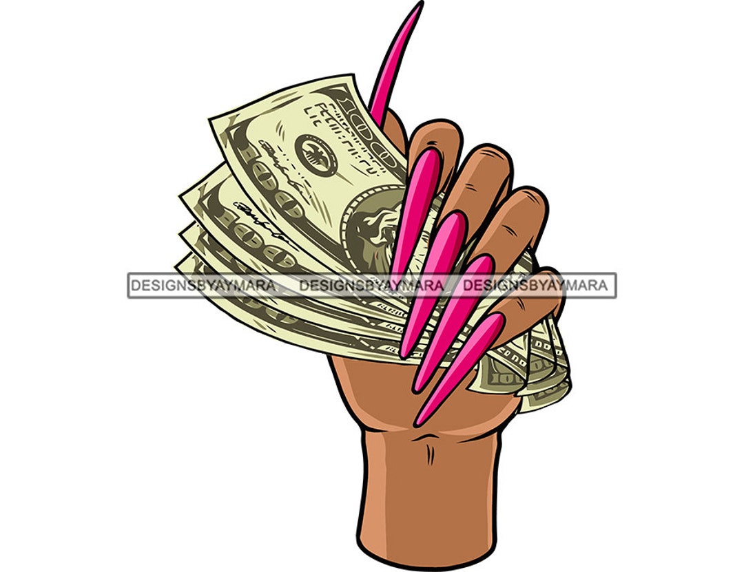 Woman Hand Holding Money Cash Hustler Grind Manicure Care Glamour ...
