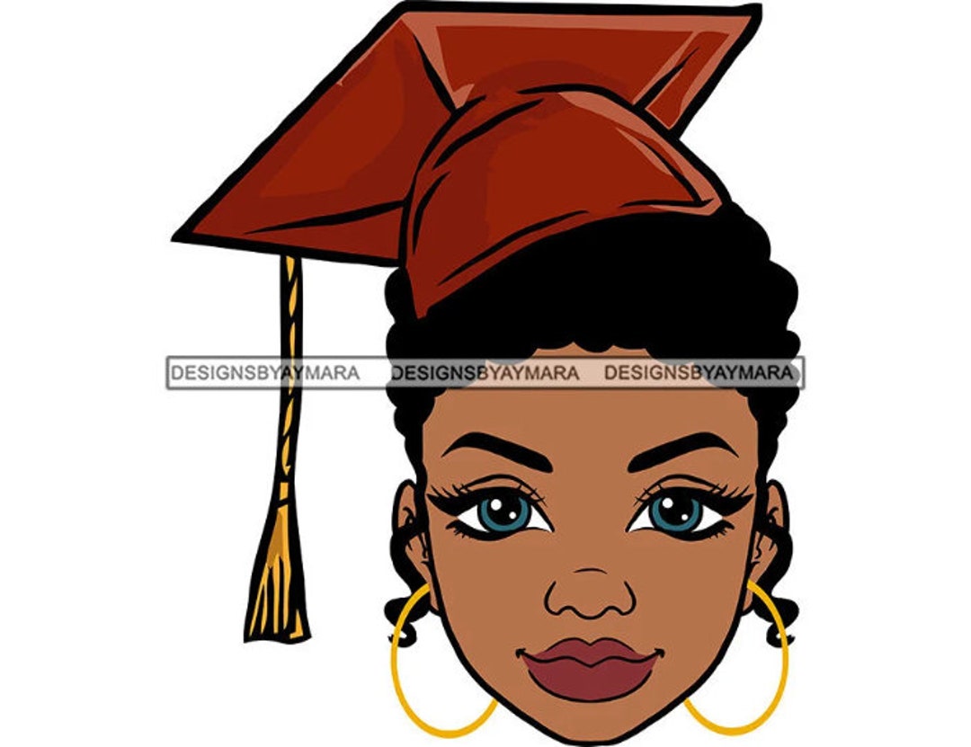 Melanin Woman Afro Rust Graduation Cap Gold College High School ...