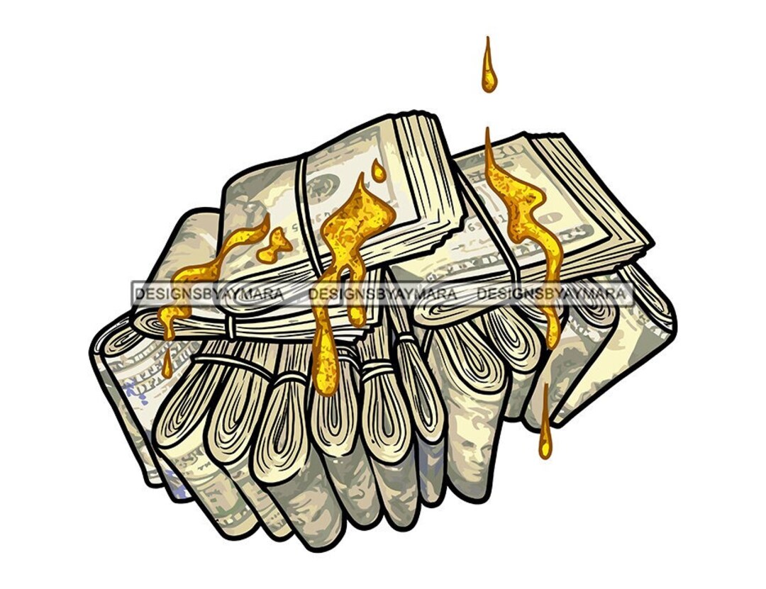 Stacks of Cash Dollars Money Dollar Bills Dripping Gold Bank - Etsy