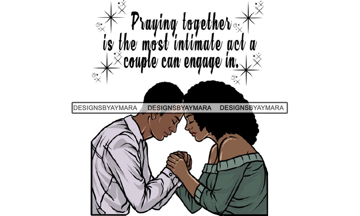 Afro Couple Praying Together God Strong Faith Inspiration Confident ...