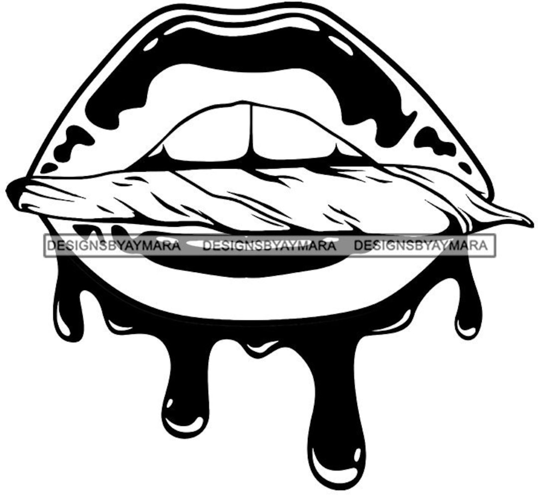 Lips Mouth Dripping Joint Blunt Smoking Smoke Logo Medical Cigarette ...