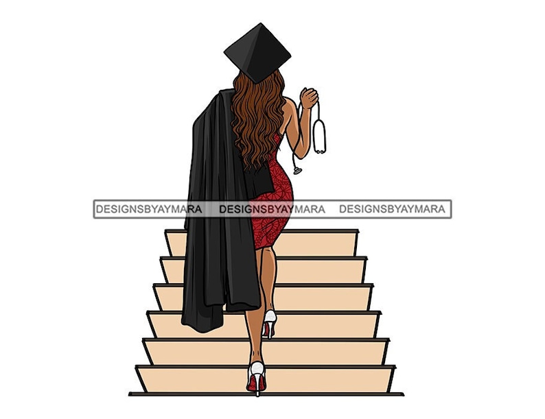 Graduation Nurse Woman Going up Stairs Celebrate Gown Graduate - Etsy
