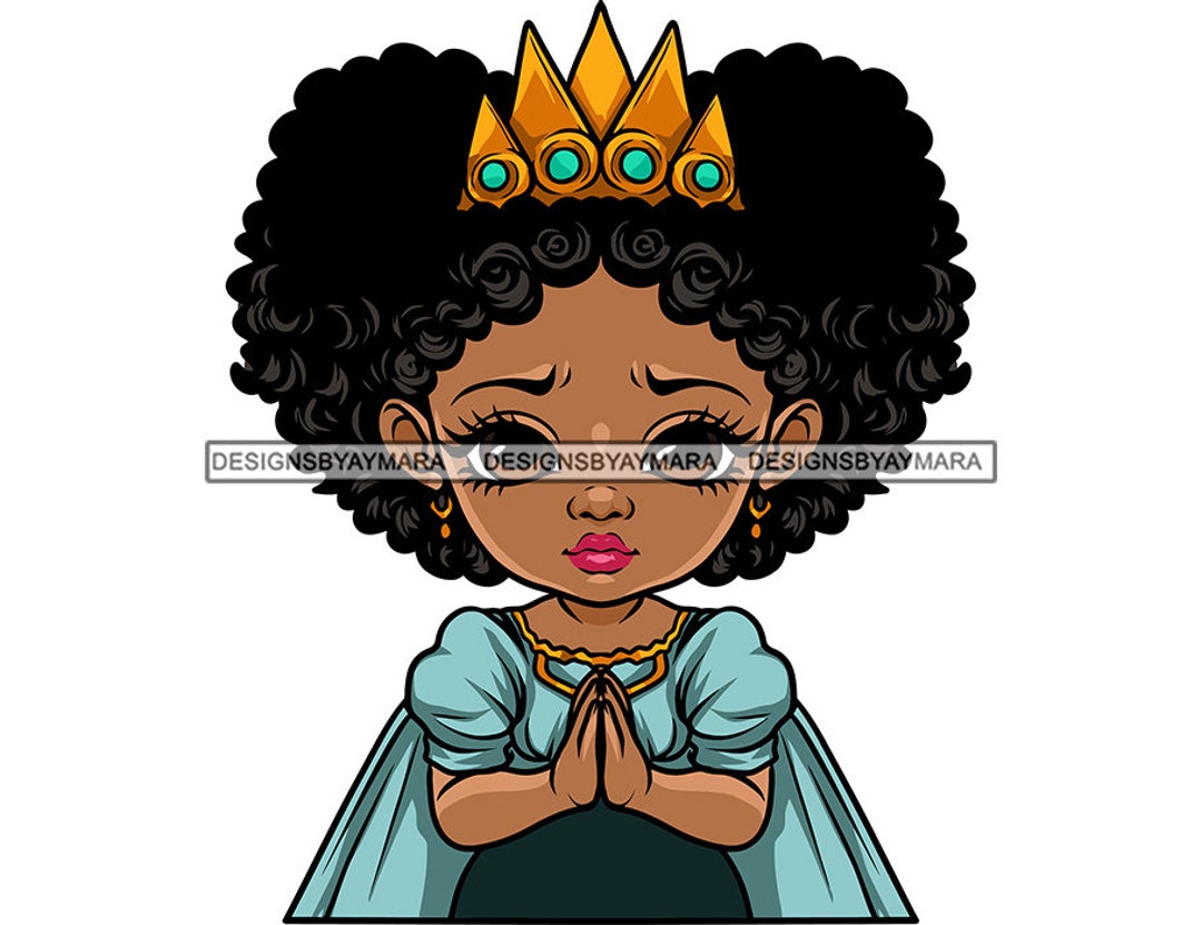 Lovable Afro Princess Baby Girl Praying God Portrait Prayer Christian ...