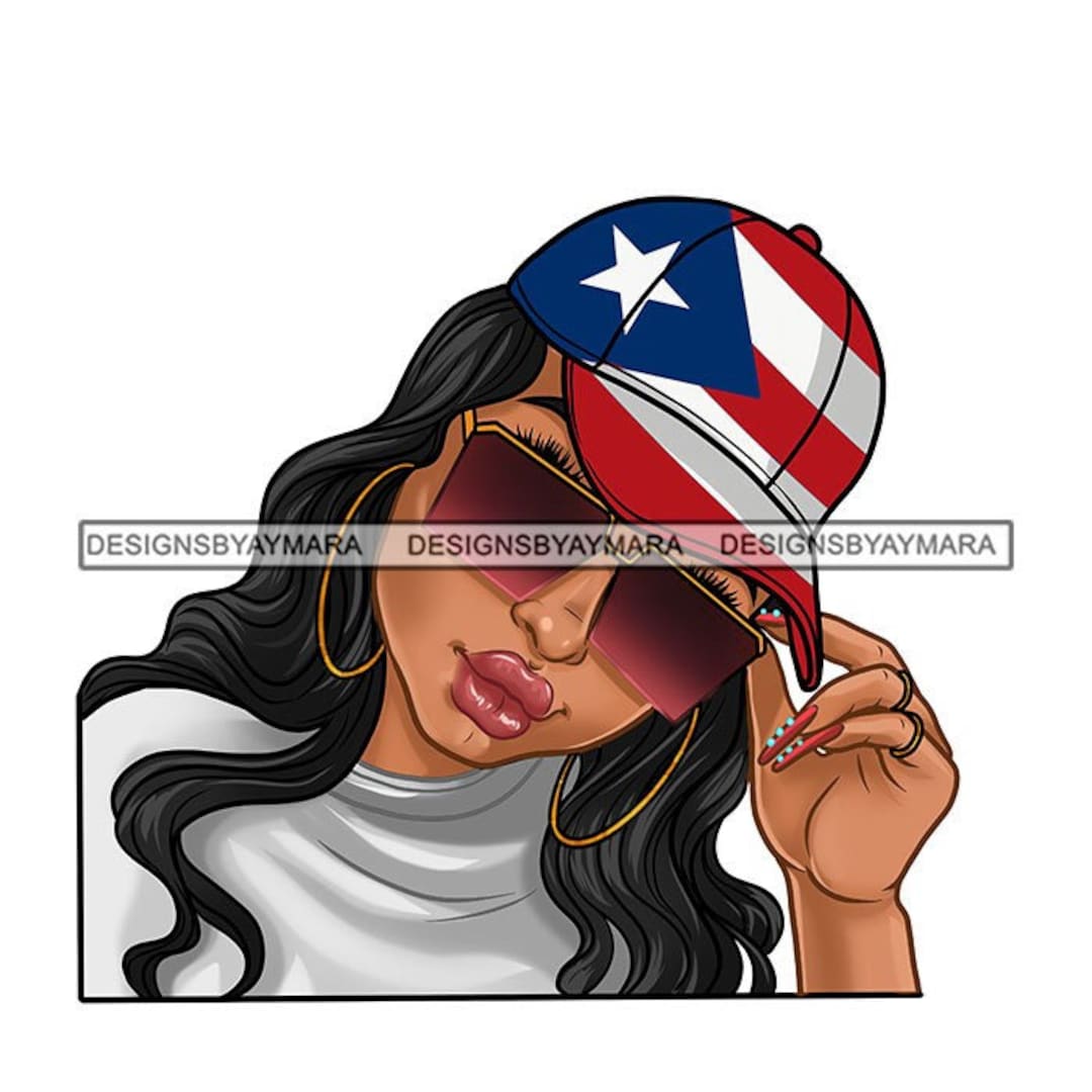 Beautiful Boricua Woman Wearing Baseball Cap Latina Puerto Rico Flag ...