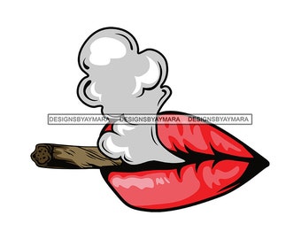 Red Lips Smoking Svg - Etsy