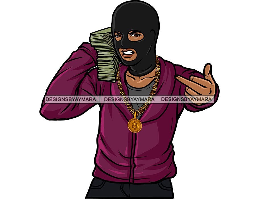 Gangster Man With Face Covered Ski Mask Balaclava Middle - Etsy