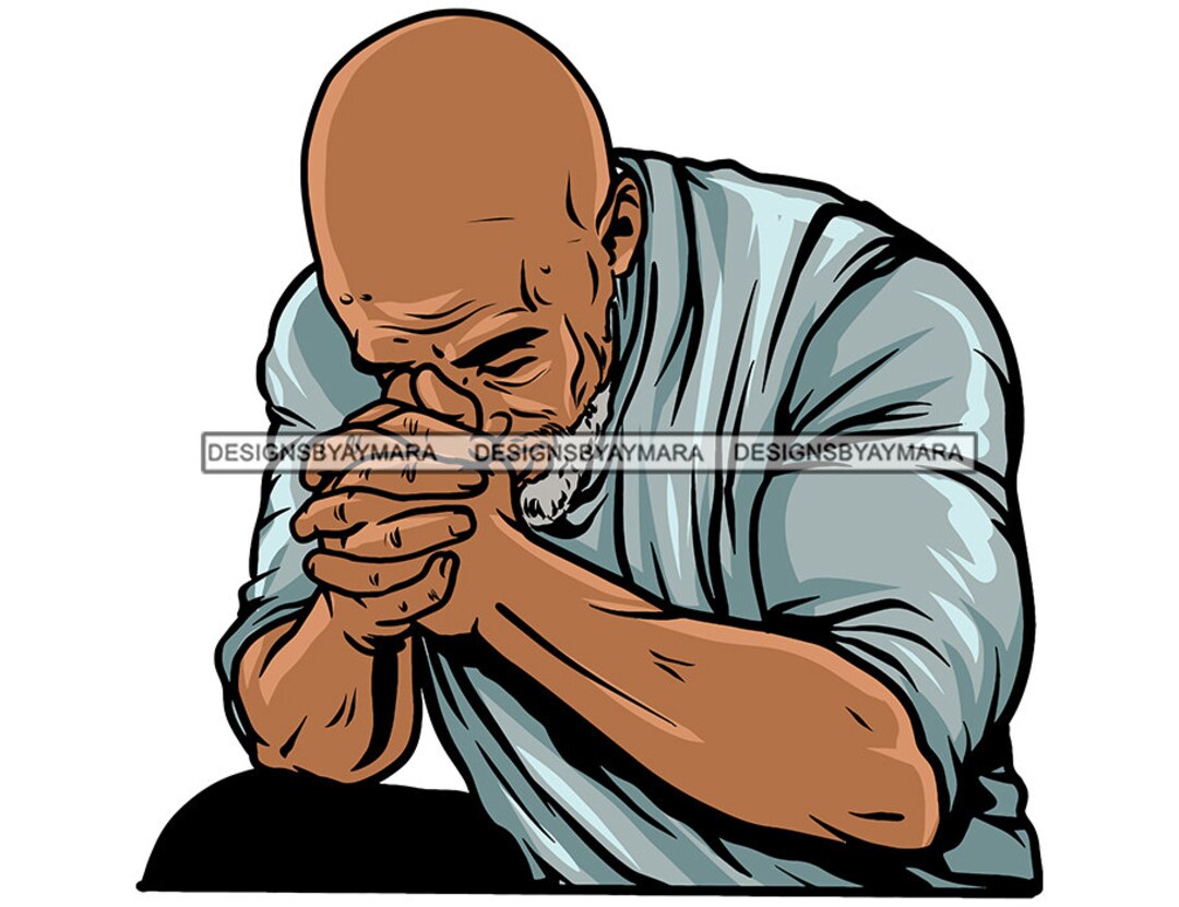 Mature Older Man Praying God Bald-headed Gray Beard Pray Prayers ...
