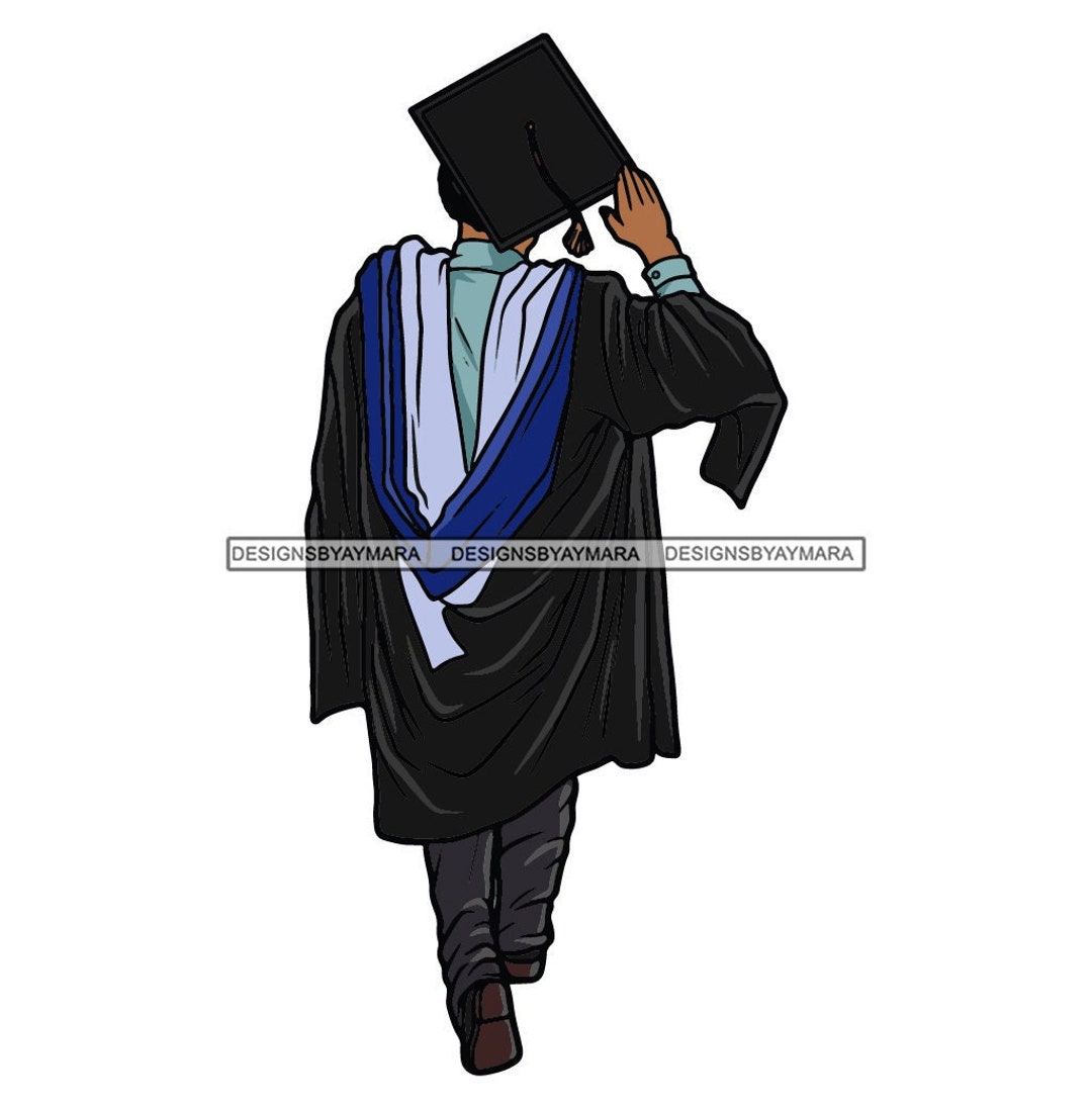 Graduate Man Graduation Ceremony Grad School Gown Cap Diploma ...