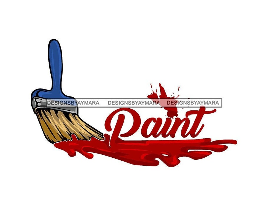 Paint Brush Logo Splash Paintbrush Grunge Business Tool Red Ink ...