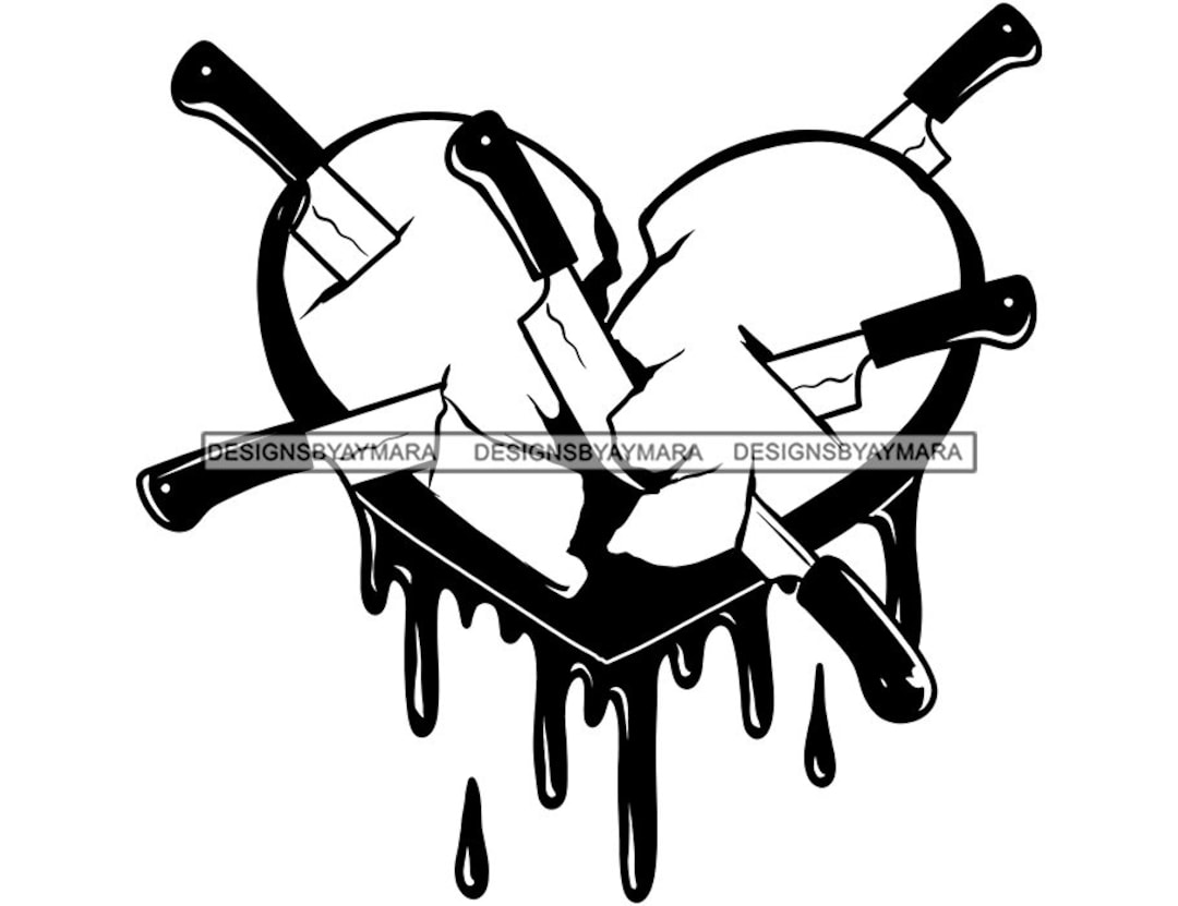 Broken Heart Knife Stab Scars Misery Agony Dripping Blood Bleeding ...