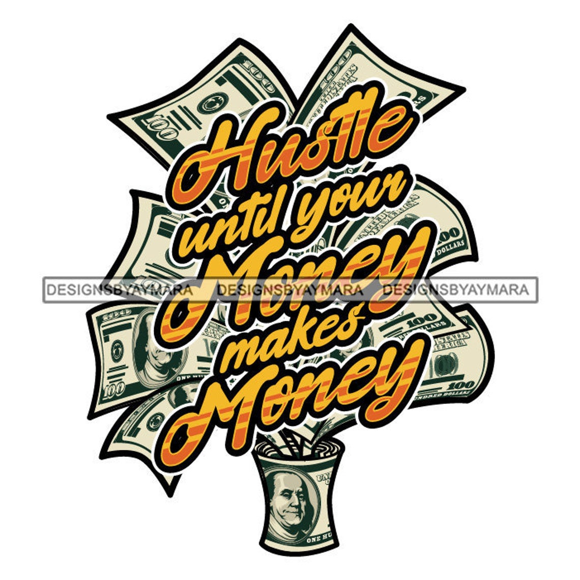 Hustle Until Your Money Makes Money in A Vase Bouquet Cash | Etsy