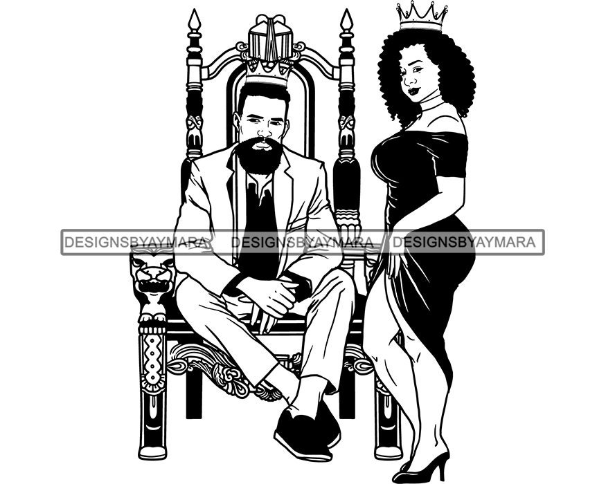 King Queen Romantic Couple Together Affection Embracing Beauty | Etsy