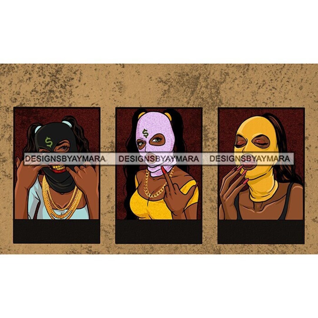 Sexy Gansta Ganster Girls Ski Mask Melanin Black Woman Gold - Etsy