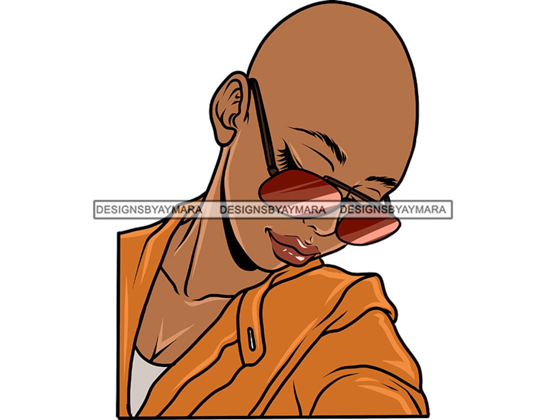 Bald Head Woman Portrait Sunglasses Female With No Hair Follicles ...