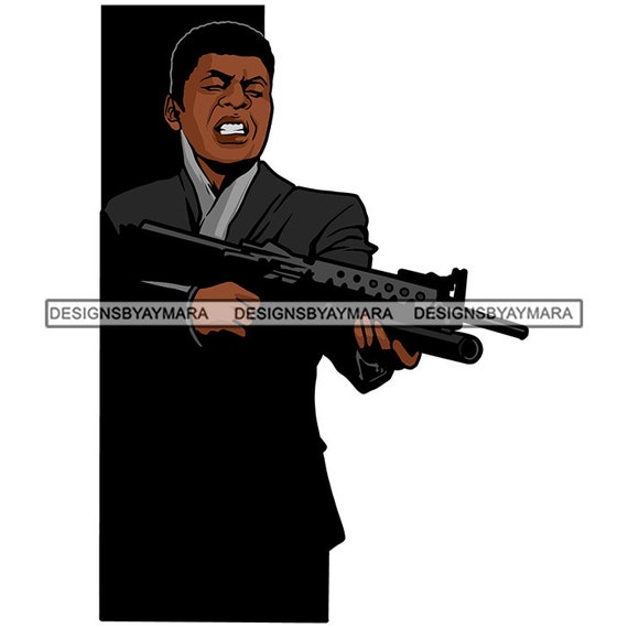 Black Guy Pointing Gun