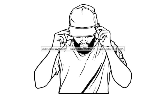 Black Man With Beard Wearing Baseball Cap and T Shirt Holding - Etsy