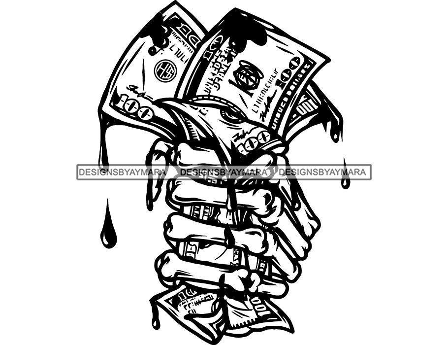 Skull Hand Holding Money Dollar Cash Dripping Blood Bleeding - Etsy