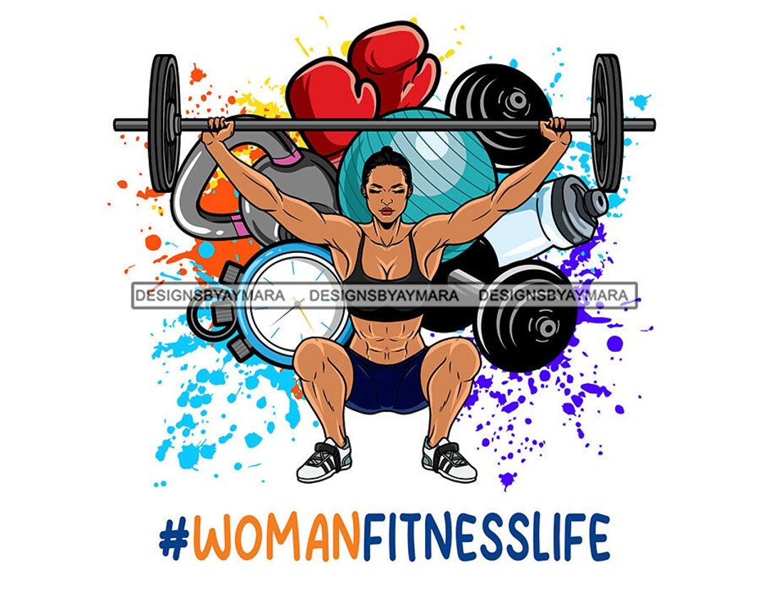Strong Woman Fitness Life Bodybuilding Power Lifter Squats Barbell ...