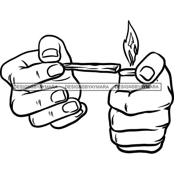 Male Hands Lighting Up Blunt Svg Cigarette Joint Logo Grass Etsy