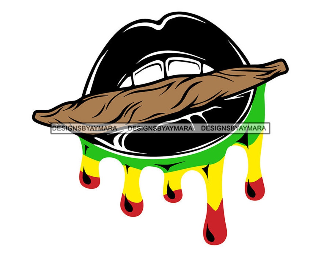 Reggae Organic Cigarette Joint Blunt Sexy Lips Dripping Teeth Logo ...