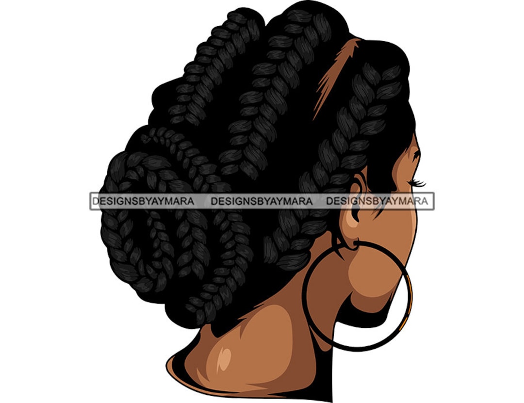 Melanin Woman Head Beauty Salon Braid Hairstyle Design Element Cornrows ...