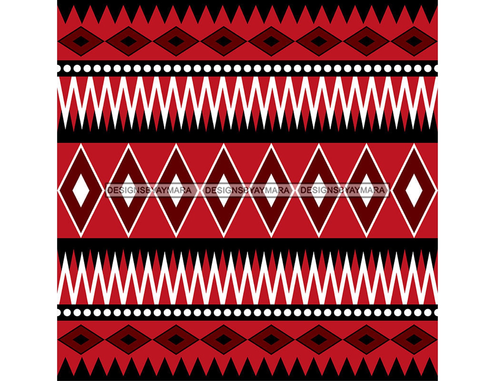 Native American Pattern 4 Background Black Red Gold Print | Etsy