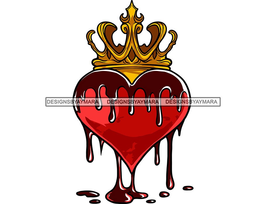 Heart Dripping Gold Crown King Broken Heart Drip Human Body - Etsy