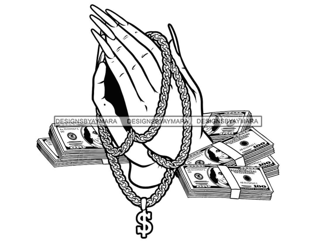 Female Woman Hands Praying God Pray Prayers Holding Chain Money Stacks ...