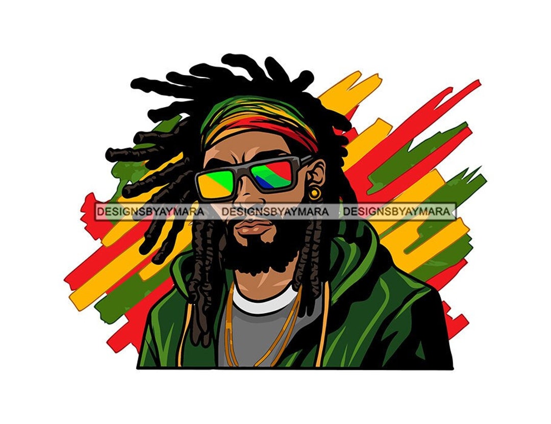 African Rasta Man Sunglasses Dreadlocks Hairstyle Locs Colorful ...