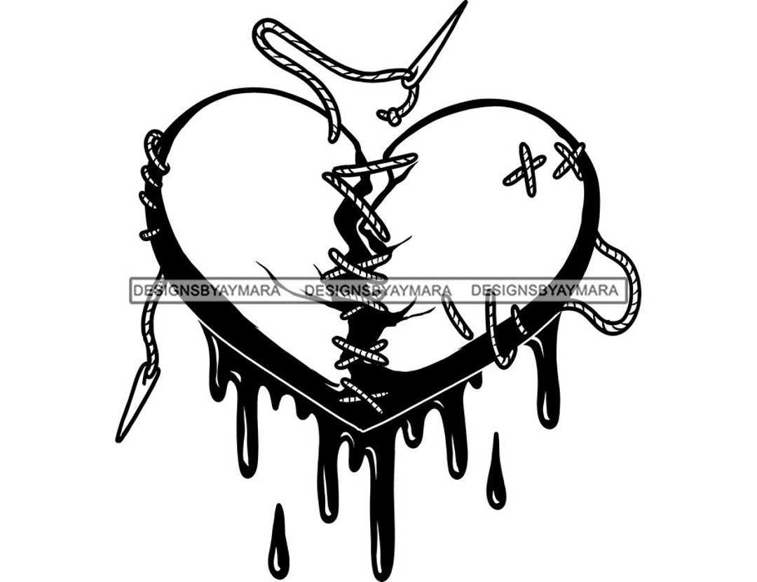 Sad Broken Heart Stiches Scars Misery Agony Dripping Blood Painful ...