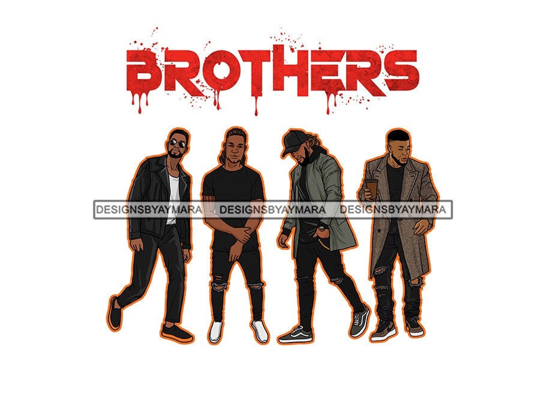 Four Brothers Drip Wearing Coats Sneakers Baseball Caps Ripped Jeans in ...