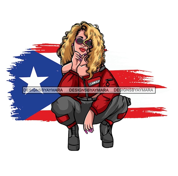 Blonde Latina Puerto Rico Flag Diva Boricua Girl Caucasian - Etsy