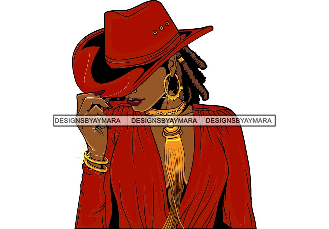 Cowboy Melanin Woman Cowgirl Rancher Cowboy Hat Locs Hairstyle Western ...