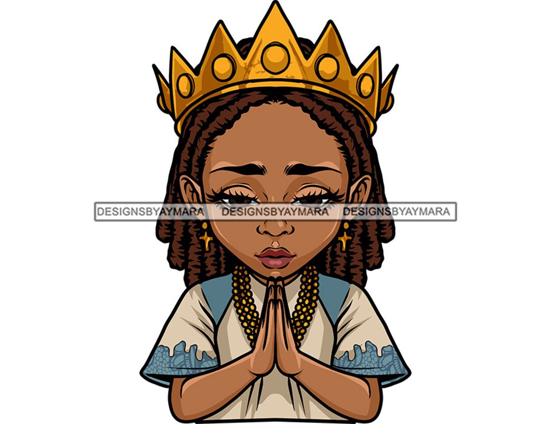 Princess Black Baby Girl Praying God Locs Hair Prayer Hands Toddler ...