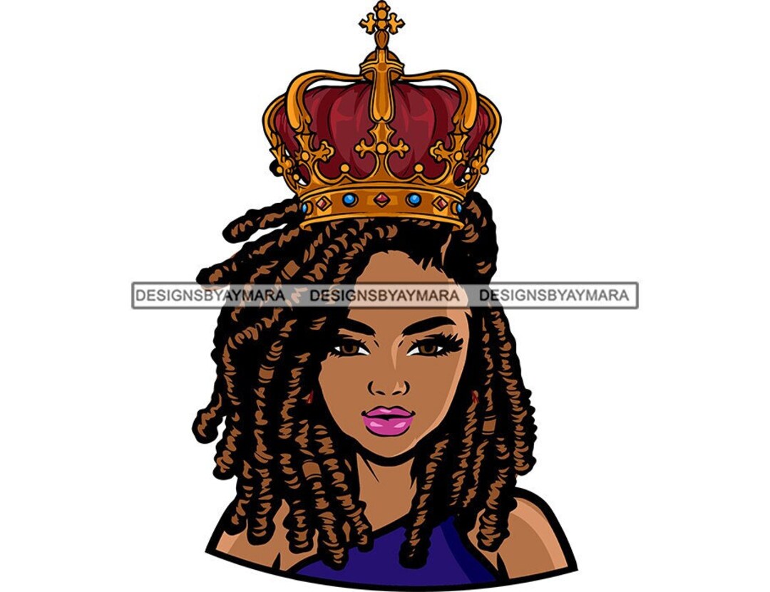 Queen Melanin Black Woman Face Portrait Closed up Dreads Locs Hairstyle ...