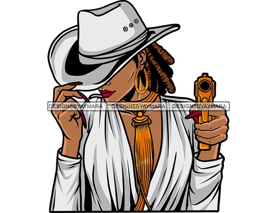 Silueta De Vaquera Con Pistola