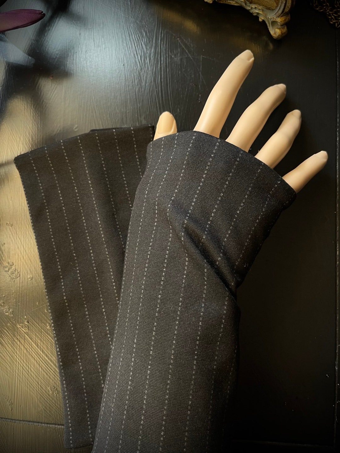Cuffs Noble Pinstripes, Black, Cozy & Warm Jersey, Autumn/winter, Hand ...