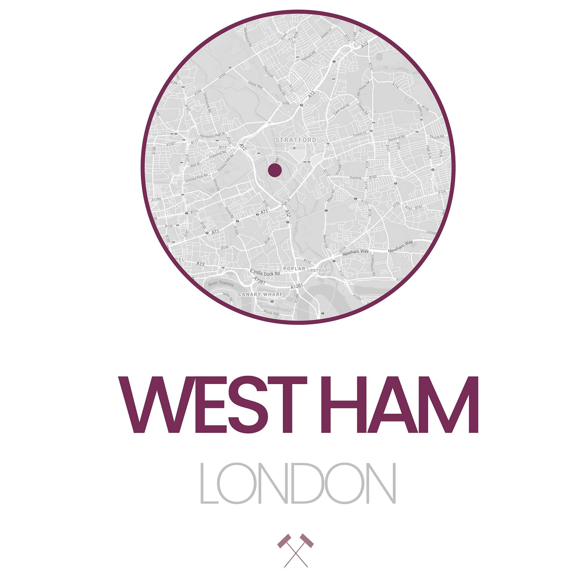 West Ham United Hammers London Stadium Map print location | Etsy