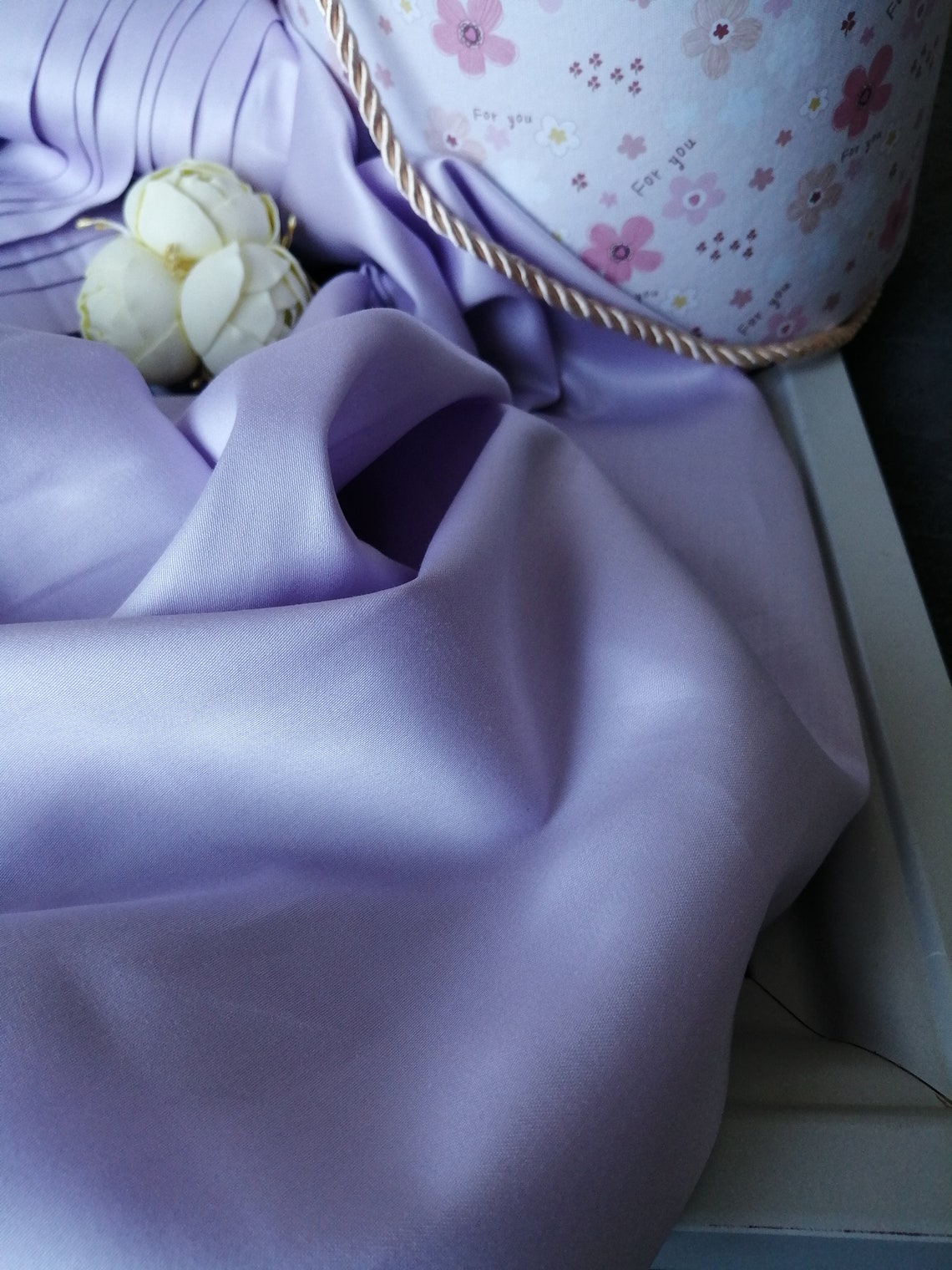 Purple cotton fabric 250 cm sateen cotton fabric by yard | Etsy