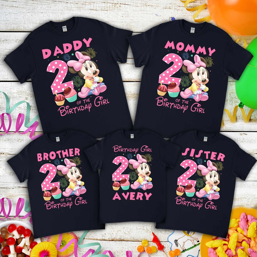 Disney Minnie Mouse Family Birthday Girl T-shirt, Funny Cute Baby Custom Personalized Matching ...