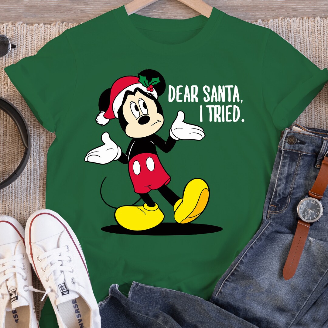 Disney Naughty Mickey Mouse Dear Santa I Tried Christmas Shirt, Mickey ...