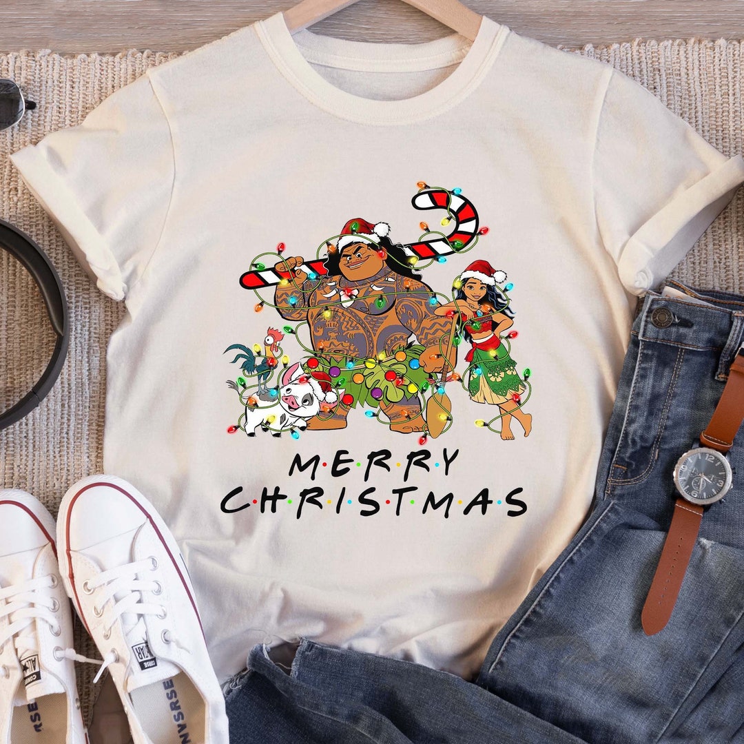 Disney Merry Christmas Moana Pua Hei Hei Maui Christmas Light T-shirt ...