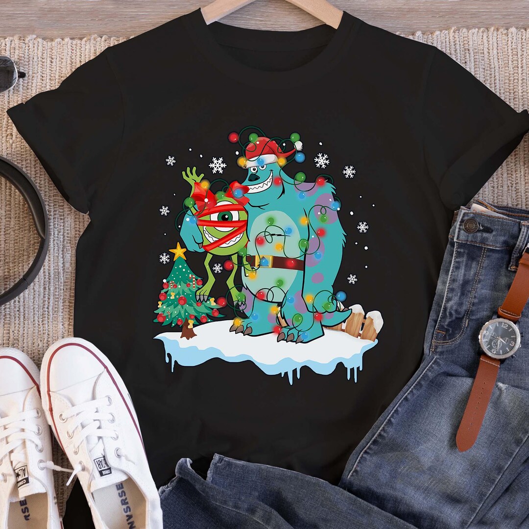 Monsters Inc Mike Present and Santa Sully Christmas Light T-shirt ...