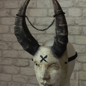 Handmade Mask Female Face Demon With Horns Silent - Etsy